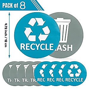 Sukh 8 Pack Recycle Sticker for Trash Can Large Sign Garbage Recycling Sticker Reuse Recycle Vinyl Perfect for Kitchen Necessity Home Essentials,Home, Office,Work,Commercial Event,Apartment,Hotel