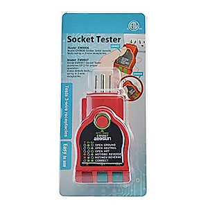 allsun GFCI Outlet Tester AC Electrical Outlet Receptacles Socket Tester 125V~60Hz Power Socket Electric Circuit Polarity Voltage Detector Circuit Analyzer Wall Plug Breaker Finder(EM9807)