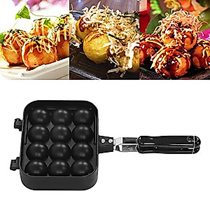 12 Holes Takoyaki Maker, Double Sided Takoyaki Pan Baking , Nonstick Grill Pan Takoyaki Grill Cake Pan, Japanese Octopus Meat Ball Maker for Pancake Ball Cooking Plate