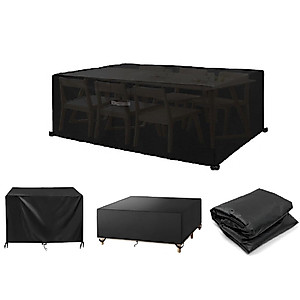 Patio Furniture Covers Waterproof 51x41x28xin/130x105x70cm Patio Table Cover Outdoor Furniture with Upgraded Fastener Windproof Buckle Straps Outdoor Waterproof Table Covers Oxford Outdoor Cover