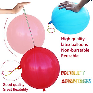 LEEZZIZZ 32Pcs Punch Balloons, Thickened Punching Balloon Heavy Duty Party Favors For Kids, Bounce Balloons with Rubber Band Handle for Birthday Party