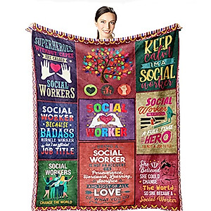 Wisegem Social Worker Gifts for Women - Social Worker Office Decor - Social Work Gifts 60"x50" Blanket - Unique School Social Workers Graduation Gift - Practitioner Social Worker Month Birthday Ideas