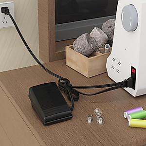 BRIGHTLYLIT Foot Pedal and Power Cord for Singer Sewing Machine,D Shape Plug,Apply to Singer 2277 4411 4423 1012 1107 1120 1130 1408 1507 1748 2250 3207 4102 50T8 6239 7322 (359102-001)