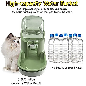 kathson Automatic Cat Water Dispenser 3.8L/1 Gallon Gravity Pet Water Dispenser Dogs Automatic Water Station Large Capacity Water Feeder Drinking Fountain for Cats Dogs Small and Medium Pets Green