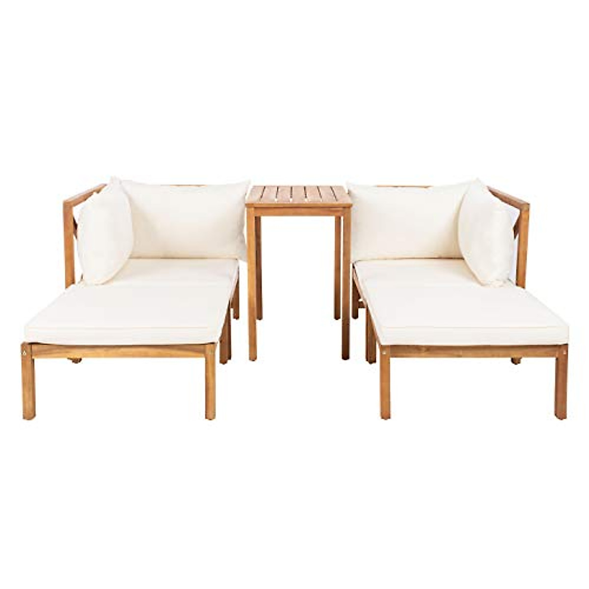 Safavieh PAT6762A Outdoor Collection Ronson Natural and Beige 5-Piece Dining Set