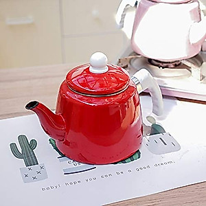 UXZDX Enamel Kettle, Enamel Kettle Coffee Pot Flower Teapot Gas Stove Induction Cooker Universal (Color : Red)