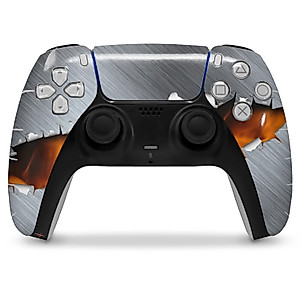 WraptorSkinz Skin Wrap compatible with Sony PS5 DualSense Controller Ripped Metal Fire (CONTROLLER NOT INCLUDED)