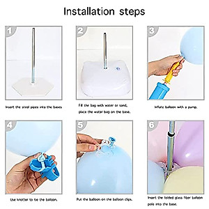 Balloon Arch Kit, Adjustable Balloon Arch Holder Stand with Base, Including Water Fillable Bags, Balloons Clips, Pump and Knotters, Party Decoration Frame for Wedding Baby Shower Birthday Christmas