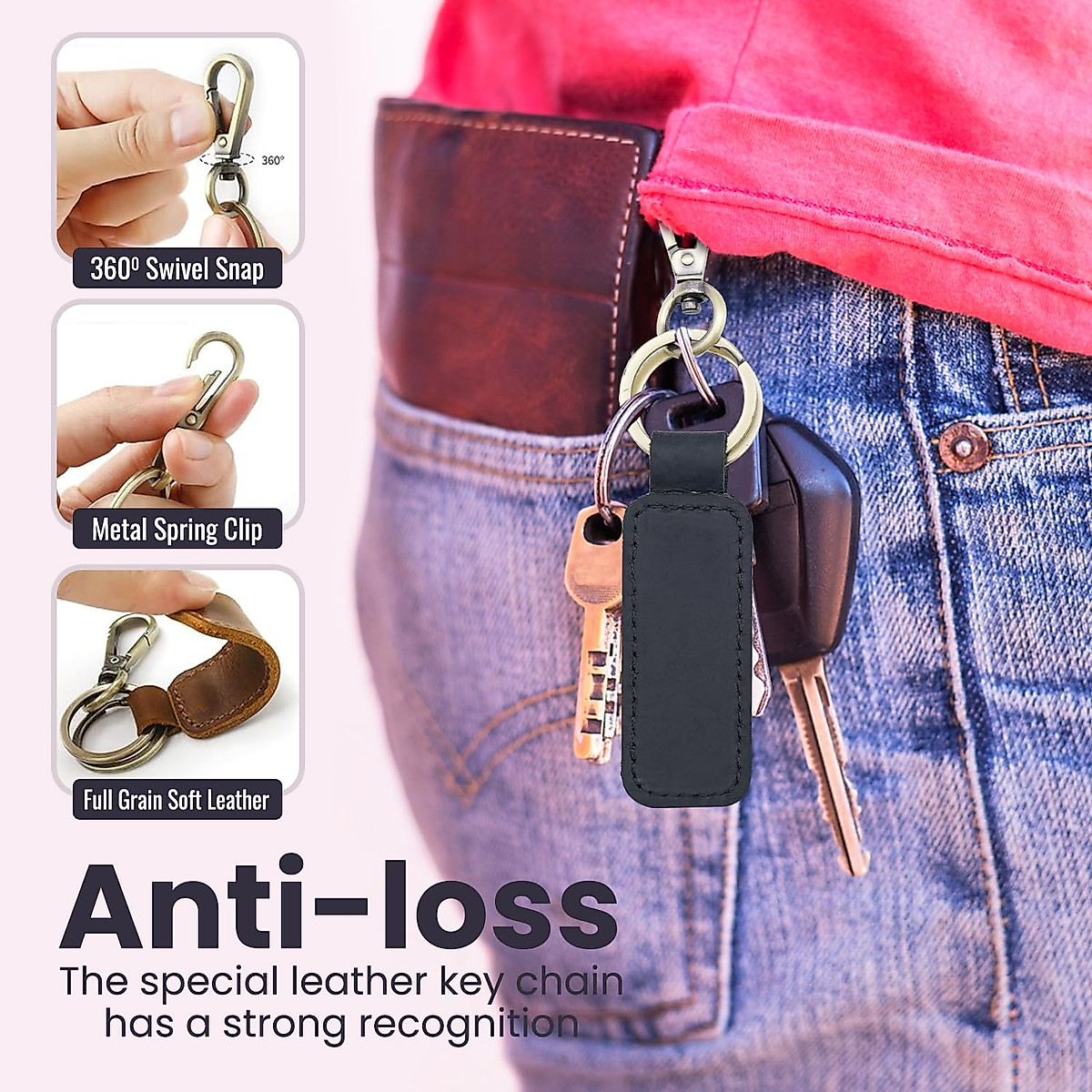 Personalized Leather Keychain, Custom Leather Key chain, Handmade Laser Engraved key holder, Name Keytag Gift for Men & Women