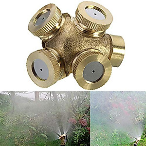 Yardwe 4pcs Mist Spray Nozzle 4 Hole Brass Misting Nozzles Agricultural Water Sprayer Sprinkler Irrigation for Outdoor Garden Lawn Cooling System M14x1.5