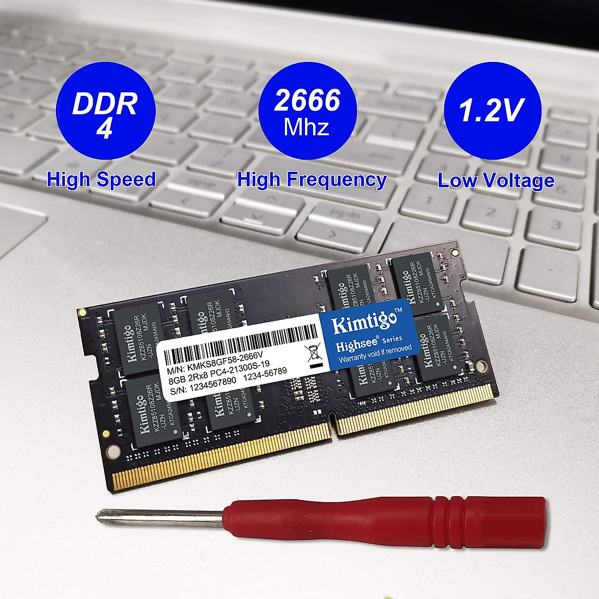 Kimtigo DDR4 16GB Laptop Dram 2666MHz (PC4-21300) CL19 (Compatible with 2400MHz or 2133MHz) 1.2V Notebook (SODIMM) RAM Non-ECC Unbuffered Single Rank 260 Pin PC Computer Memory Module Upgrade
