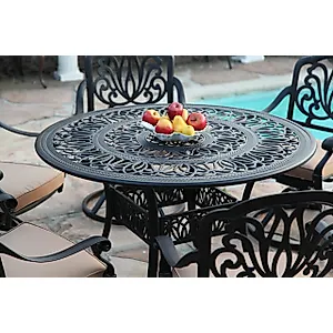 GrandPatioFurniture.com CBM Patio Elisabeth Collection Cast Aluminum 5 Piece Butterfly Dining Set with All Swivel Rockers SH214-4S CBM1290