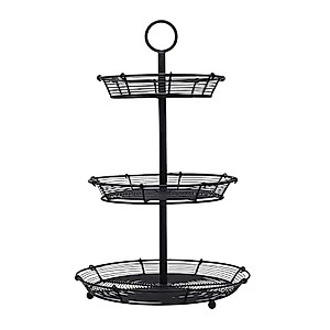 Gourmet Basics by Mikasa Tulsa Adjustable Pastry Serving Stand, 3-Tier, Black