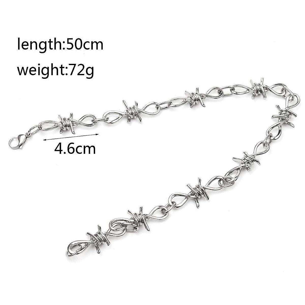 Unisex Gothic Barbed Wire Necklace - 20inches Gothic Jewelry Silver Barbed Wire Thorns Choker Chain Necklaces Punk Accessories Gifts for Women Men