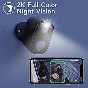 Rraycom 4Pack Security Cameras Outdoor Wireless, 2K Battery Powered Camera for Home Security, Cloud/SD(up to 256G), AI Motion Detection, Color Night Vision,2-Way Audio, Compatible with Alexa Black
