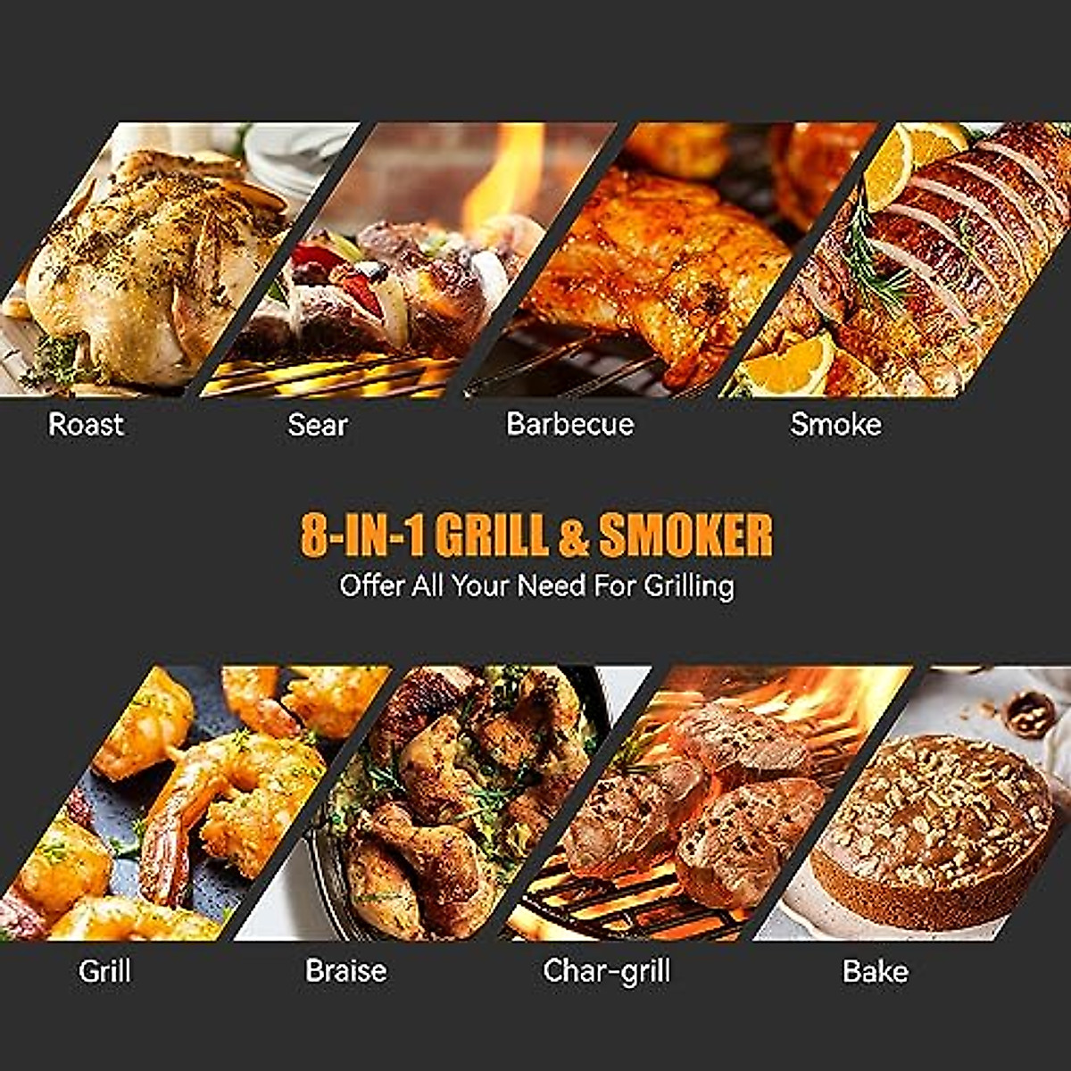 Z GRILLS Wood Pellet Smoker Grill, 8 in 1 BBQ Grill with Auto Temperature Control, 697 sq in Cooking Area for Backyard, Patio and Outdoor Cooking, 7002E, Sliver