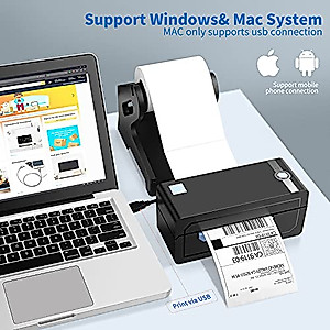 Bluetooth Thermal Label Printer 4x6 - High Speed Shipping Label Printer, Wireless Label Maker Support Windows & Android & iOS, USB for MAC, Suitable for Amazon, Ebay, Etsy, Shopify, USPS Barcode