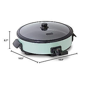 Dash Family Size Electric Skillet with 14 inch Nonstick Surface + Recipe Book for Pizza, Burgers, Cookies, Fajitas, Breakfast & More, 20 Cup Capacity, 1400-Watt - Aqua