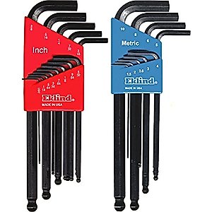 Eklind 13222 Ball-Hex L-Key allen wrench Combo- Inch / MM (2 sets 22pc), 22-piece set