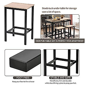 Rockjame Dining Table Set, Upgrade Version 5 Piece Counter Height Pub Table Set with 4 Chairs for The Bar, Breakfast Nook, Kitchen Room, Dining Room and Living Room (Oak)