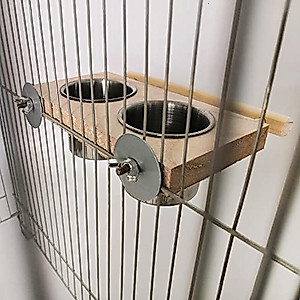 homozy Bird Feeding Dish Cups with Wooden Platform for Parrot Parakeets Cockatiels