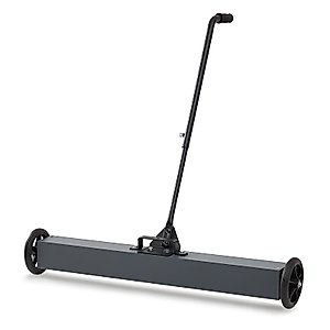 36'' Heavy Duty Magnetic Sweeper with Wheels, 50 Lbs Capacity Rolling Magnetic Floor Sweeper with Release Handle