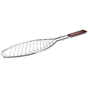 Outset QC70 Fish Grill Basket with Rosewood Handle