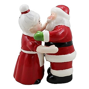 Ebros Gift 'Tis The Season Dancing Mr And Mrs Santa Claus Christmas Couple Salt And Pepper Shakers Set Ceramic Figurines Party Kitchen Tabletop Collectible Prop Jolly Holiday Decorative