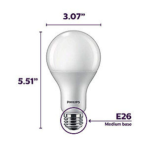 Philips 479469 LED Dimmable Frosted A21 Light Bulb, 1100 lm.s, 2700-Kelvin, 12 (75W Equivalent), E26 Medium Screw Base, Warm Glow, White (Pack of 6)