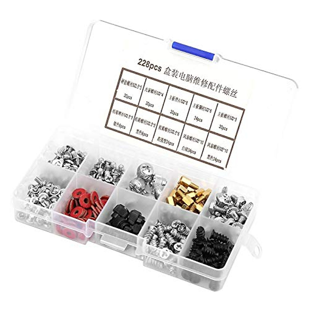 228pcs Motherboard Screws, Hard Disk Screws Standoffs Gasket PC Computer Case Screws Mounting Screws DIY Repair Tool