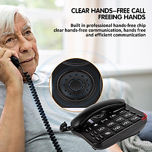 Large Key Wired Telephone, Corded Landline Telephone- Volume Adjustable Speakerphone Landline, Clear Font Big Button Landline Phones, Corded Landline Telephone