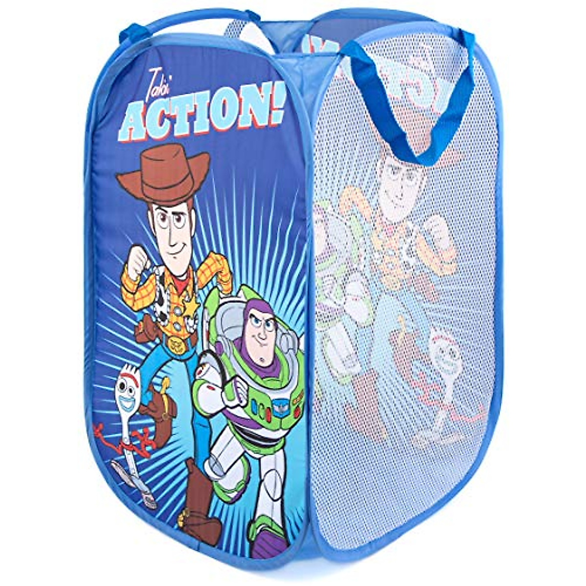 Disney Pixar Toy Story Pop Up Hamper - Mesh Laundry Basket/Bag with Durable Handles - Features Woody, Buzz Lightyear & Forky (Official Disney Product)