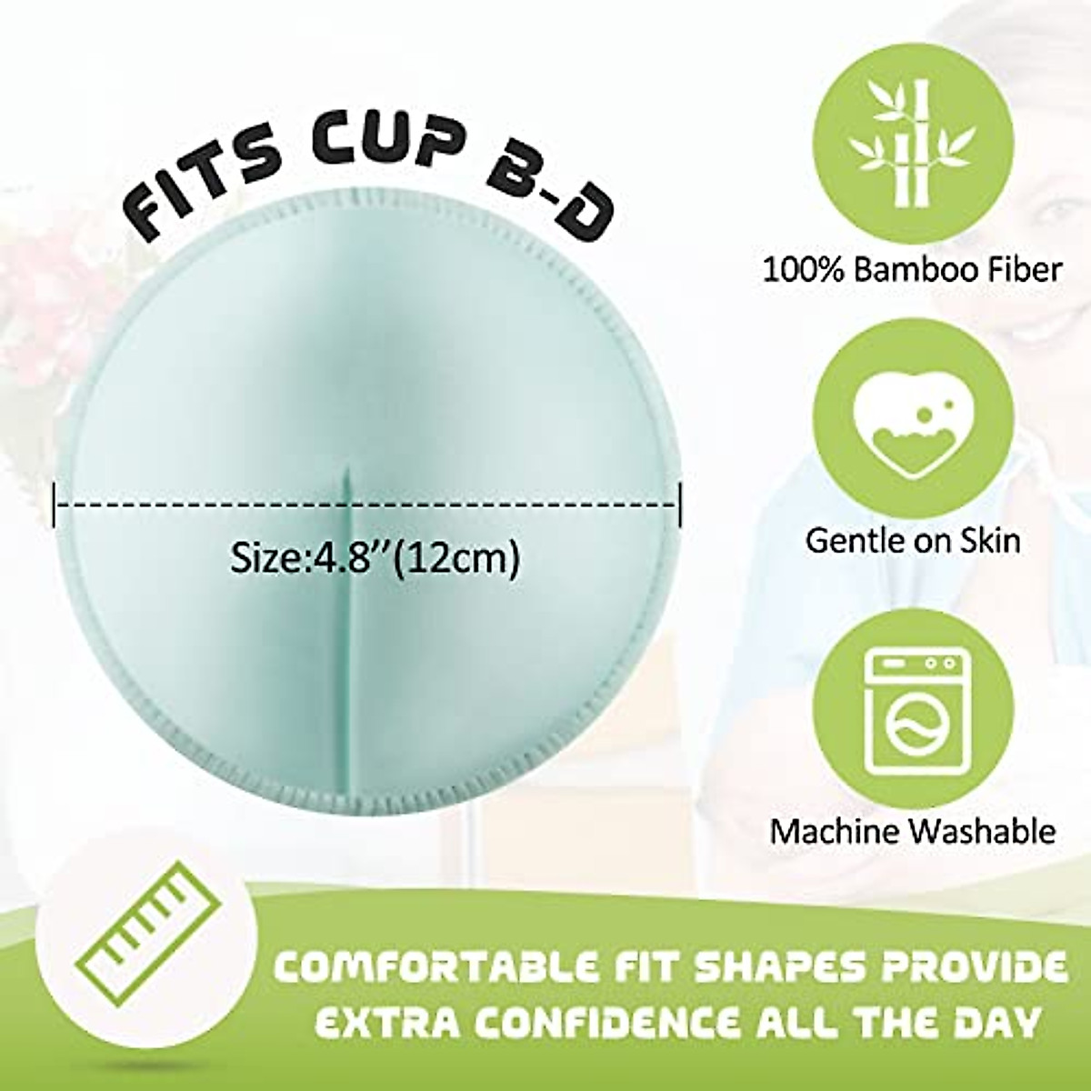 42 Pcs Reusable Nursing Pads Breast Pads for Breastfeeding Washable Organic Bamboo Nipple Pads Breast Feeding Essentials with Laundry Bag, Travel Storage Bag for Overnight Leak (4.8 x 4.8 Inch)