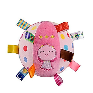 Inchant Soft Rattle Ball for Babies - Toddler Plush Sensory Built-in Bell Gift Ball with Colorful Tags, Pink