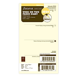 Filofax Personal week on two pages cotton cream 5 Language 2024 diary
