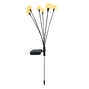 JiJiRuDU Solar Garden Lights Starburst Swaying Light Swaying When Wind Blows Solar Lights Outdoor Decorative String Lights White Cord Warm Light (Yellow, One Size)