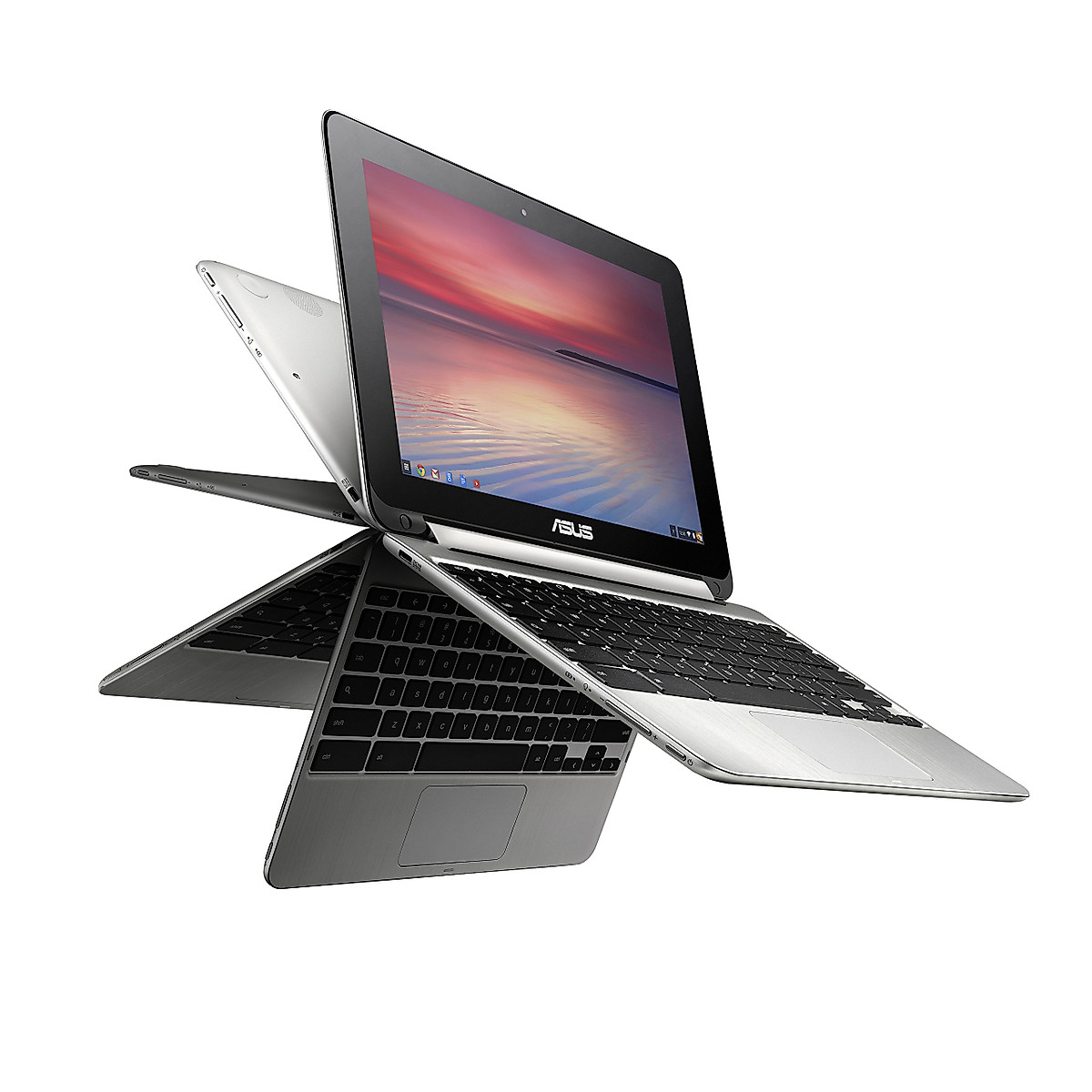 ASUS C100PA-DB01 Chromebook Flip 10.1" Touchscreen Laptop (Quad Core, 2GB, 16GB SSD) - Aluminum Chassis,Silver