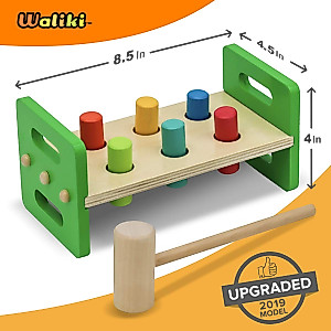 WALIKI Wooden Toy Pack for Kids | Pounding Bench, Shape Sorter Box & Rainbow Stacker | Montessori Developmental Toys for Toddlers & Preschoolers | Ages 2-5 | Educational Gift