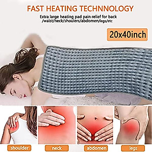 Cestbin Extra Large Heating Pad - 20"x 40" Electric Heating Pad for Back Pain Relief, 10 Heat Settings Heating Pads for Cramps, Auto Shut Off, King Hot Heated Soft Moist Heat Pad for Neck Shoulders