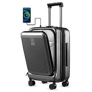 Carry on Luggage Luggage 22x14x9 Airline Approved, PC Hard Shell Suitcase with USB Port, Expandable Luggage with Laptop Compartment