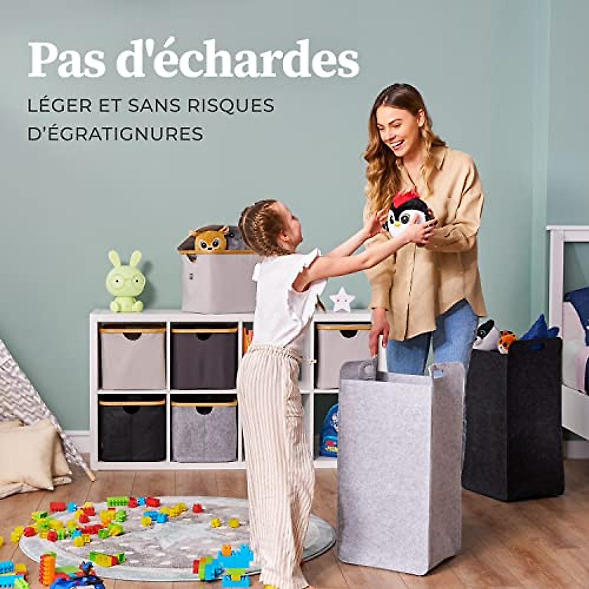 Hennez Collapsible Laundry Hamper Felt 70L - Lightweight Foldable Laundry Bin - Dirty Clothes Hamper - Tall Basket - Laundry Baskets with Handles - Pop Up Laundry Hamper - Felt Basket - Kids Hampers