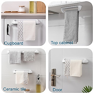 Xicennego 18 Inches Non-Perforated Towel Holder, Bathroom Towel Bar Kitchen Dishcloth Hanger, Paste Wall-Mounted Hand Towel Rack