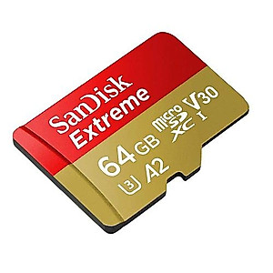 SanDisk Extreme V30 A2 64GB MicroSD Memory Card for DJI Mavic Mini 2 Drone Class 10 4K SDXC Bundle with (1) Everything But Stromboli Micro Card Reader