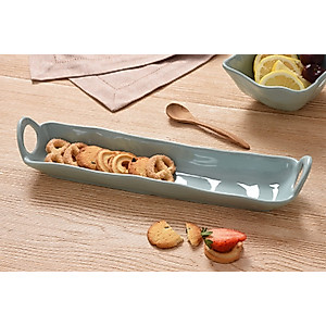 Pampa Bay Shatterproof Melamine Cracker Tray, 14.3 x 3.3 Inch, Food, Freezer, Dishwasher Safe, Aqua