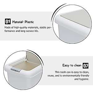 Alipis 1pc L Room Plastic Pedal Containers Bucket Home Household Can Hoary On Foot Storage Bedroom Kitchen Versatile Decorative Bin for Trash Rubbish Designed Basket Bathroom