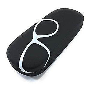 Mazzeo Hard Shell Glasses Case Kit With a Cleaning Cloth and Repair Tool For Men or Women (Black w Glasses)