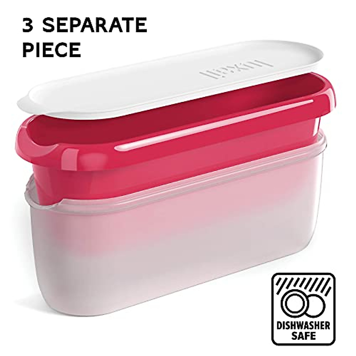 Ice Cream containers for homemade ice cream, Reusable Storage Freezer ice cream Container With Lids,2 Pack, BPA FREE, Dishwasher Safe Tub. Double Insulated, 1.5 Quart, Red and Burgundy , Non Slip Base, Stackable on Freezer Shelves.