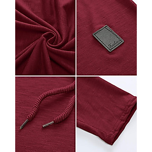 Lexiart Mens Fashion Athletic Hoodies Sport Sweatshirt Solid Color Fleece Pullover Red Large