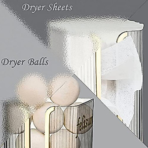 felisun Dryer Sheet Dispenser Holder Laundry Basket Detergent Dispenser Storage Laundry Room Organization Wall Art Decor Lint Bin Soap Fabric Softener Container(Transparent) (Clear White)