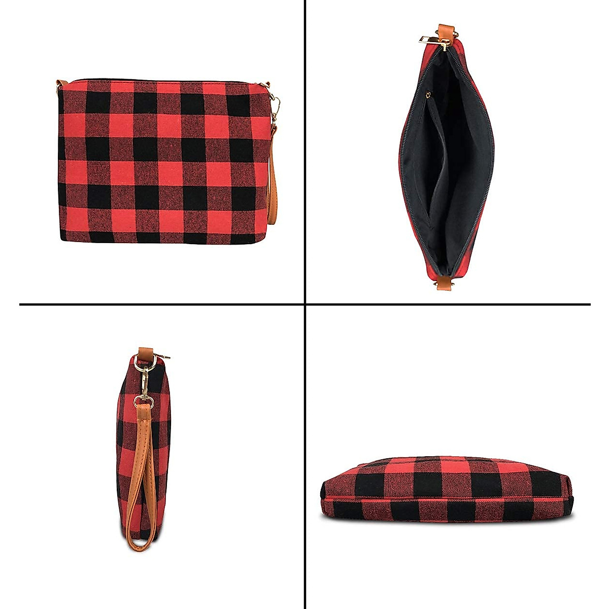 MONOBLANKS Women Buffalo Plaid Crossbody Purse Bag Small Shoulder Wristlet Phone Bag (Red Buffalo Plaid)